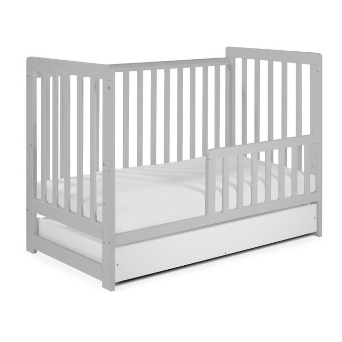 Lit Pour Bébé à Barreaux Plats Tomi 22 Gris Barreaux Amovibles